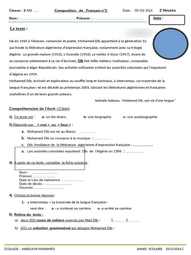 Compo N 2 3am 2013-2014 | PDF