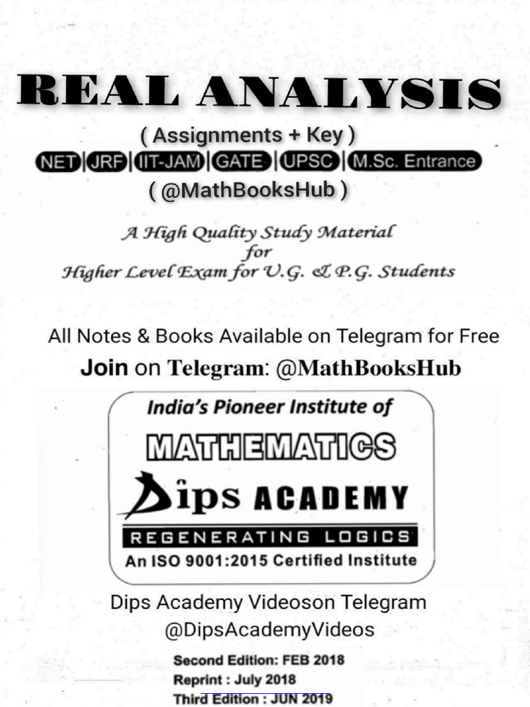 Dips - Real Analysis (Assignment + Key) @MathBooksHub | PDF