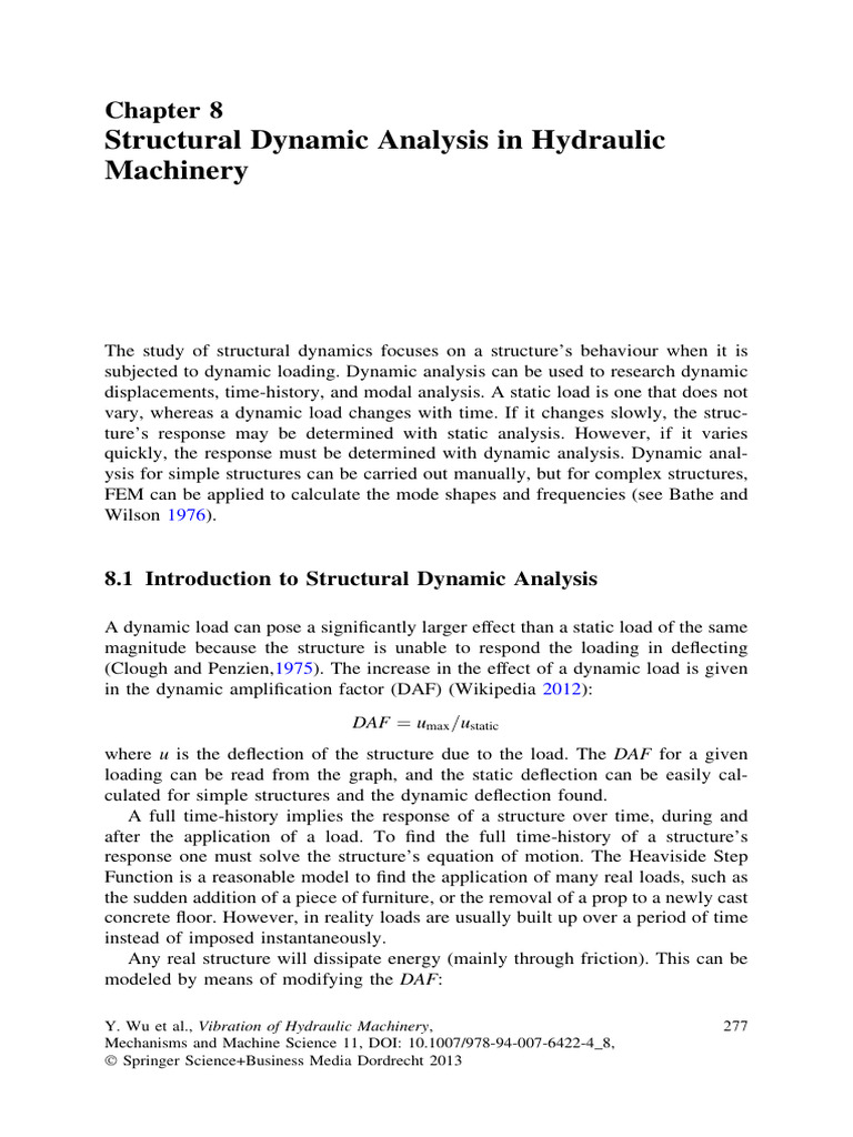 (SPRINGER) Vibration - Chapter 8 - Structural Analysis in Hydraulic ...