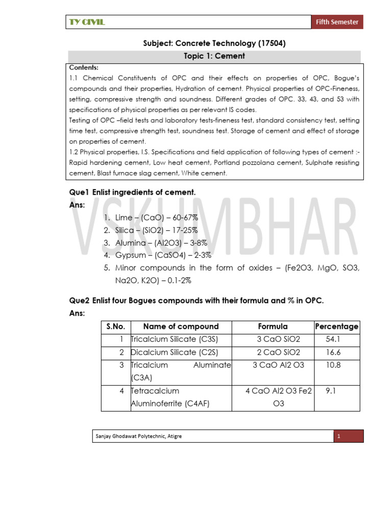 Concrete Technology | PDF
