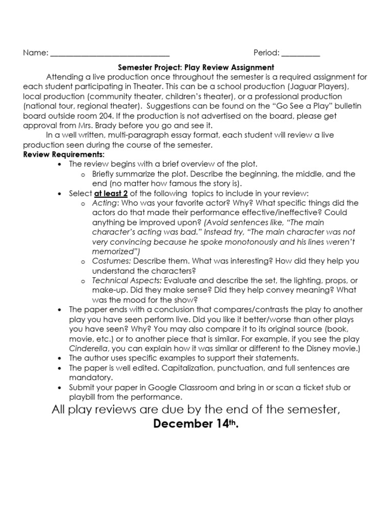 Play Critique-Theater 3 | PDF