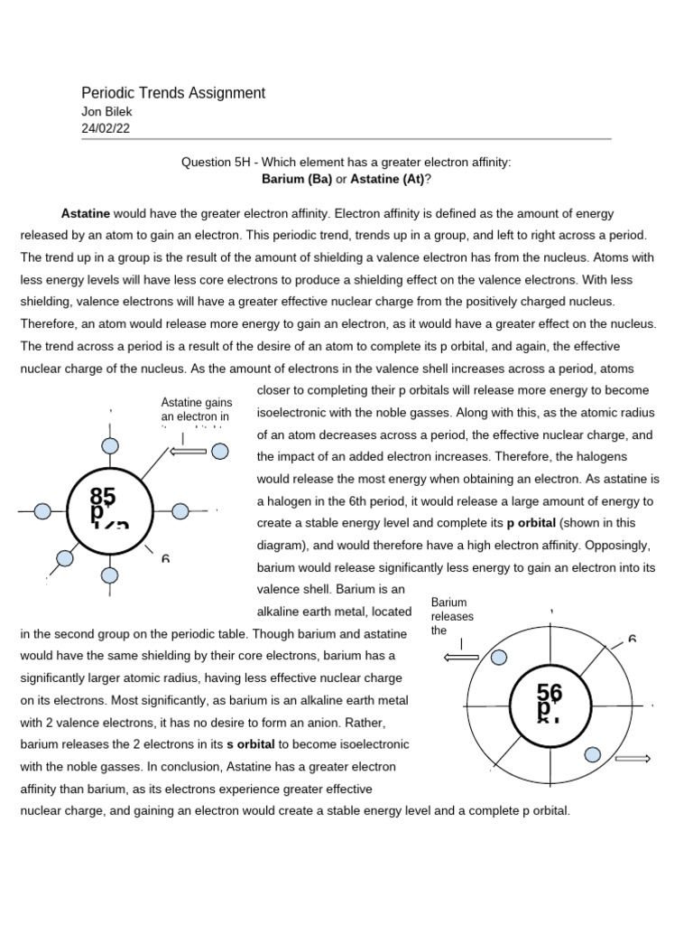 Periodic Trends Assignment | PDF