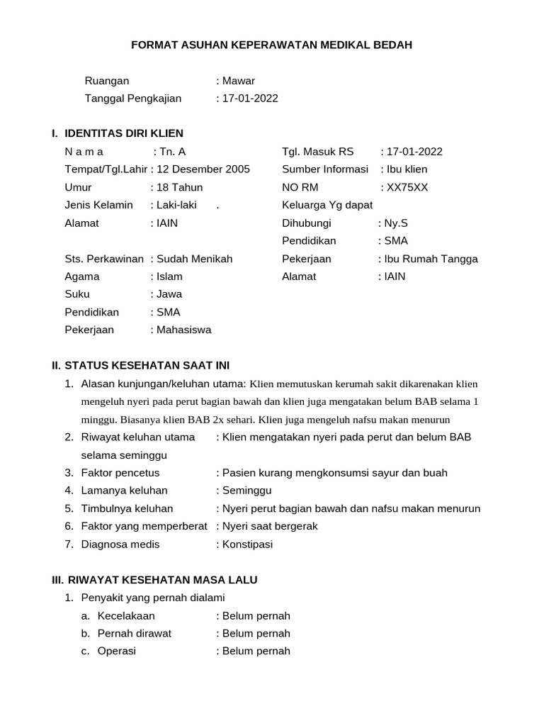 Format - Asuhan - Keperawatan - Medikal - Bedah Tugas | PDF