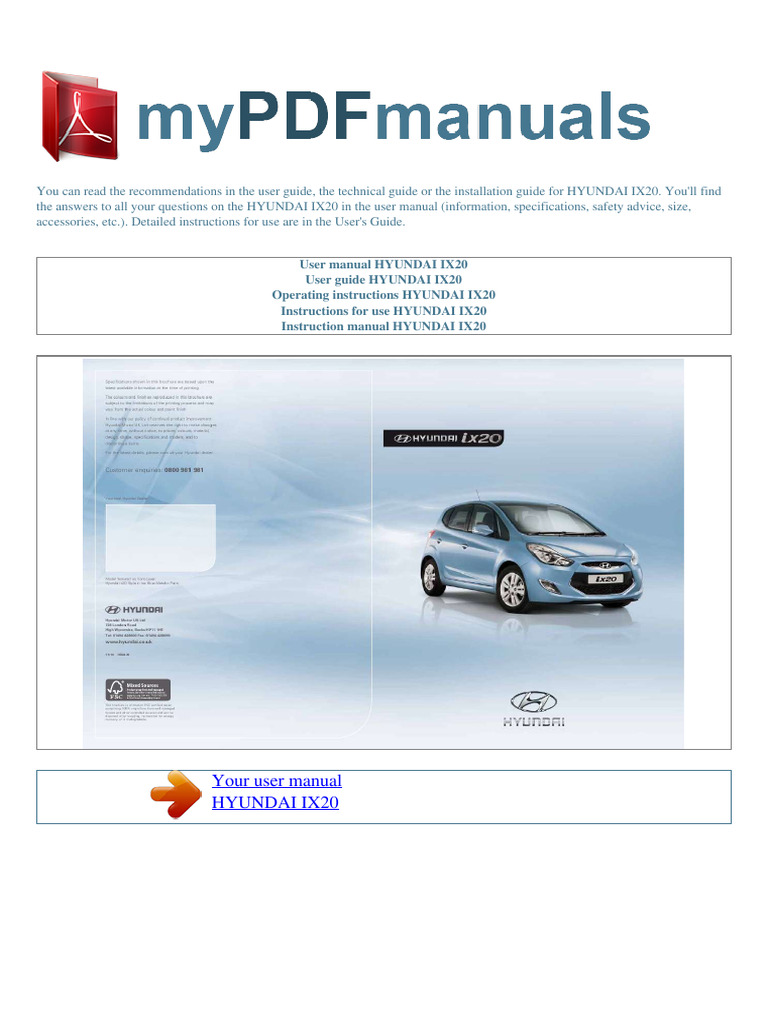 User Manual HYUNDAI IX20 E | PDF