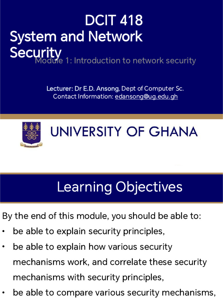 Systems and Network Security Share Dcit 418-Slide 1 | PDF | Business | Computers
