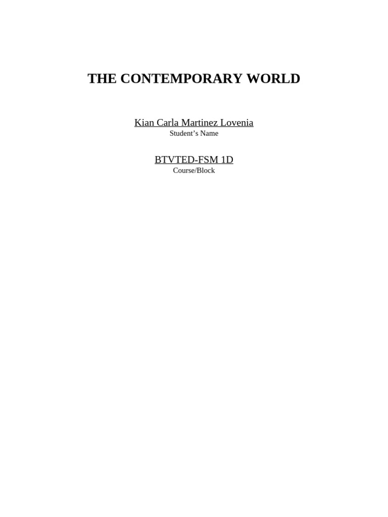 The Contemporary World | PDF