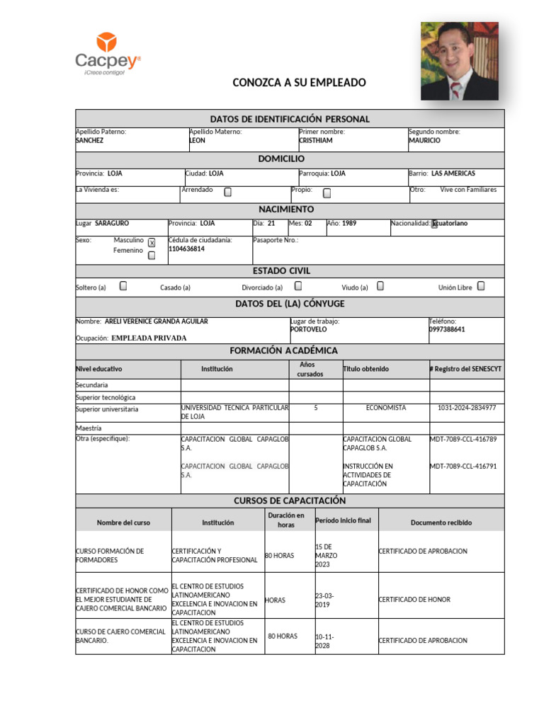 Formulario Conozca Su Empleado | PDF