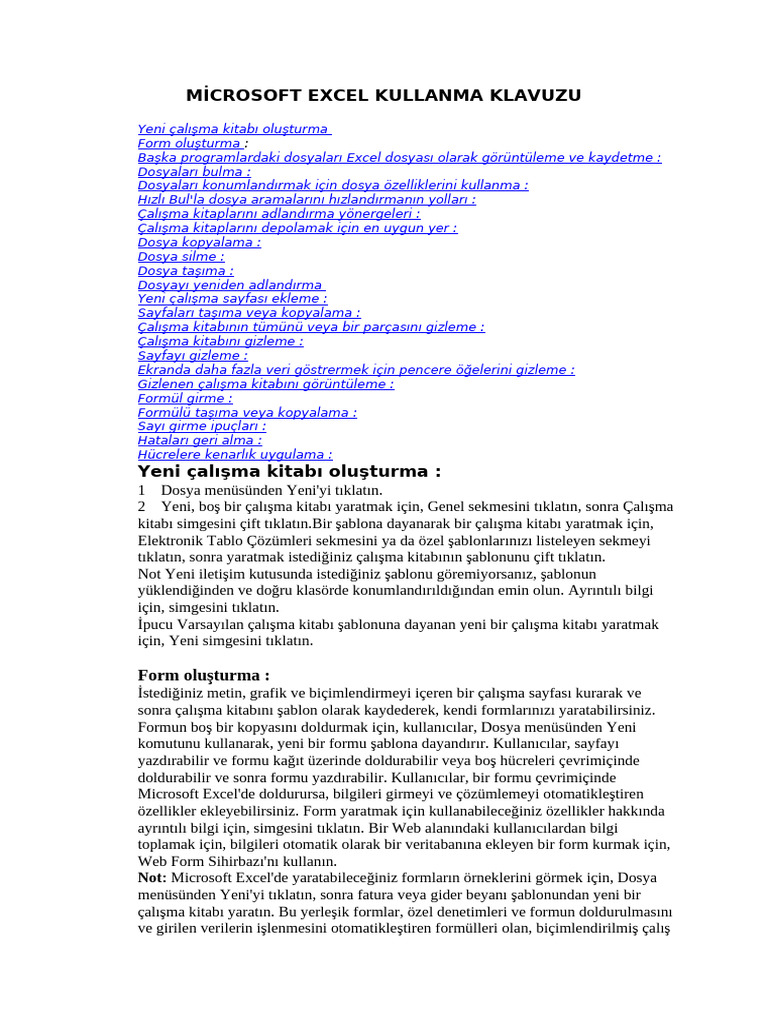 Excel KULLANMA KLAVUZU | PDF