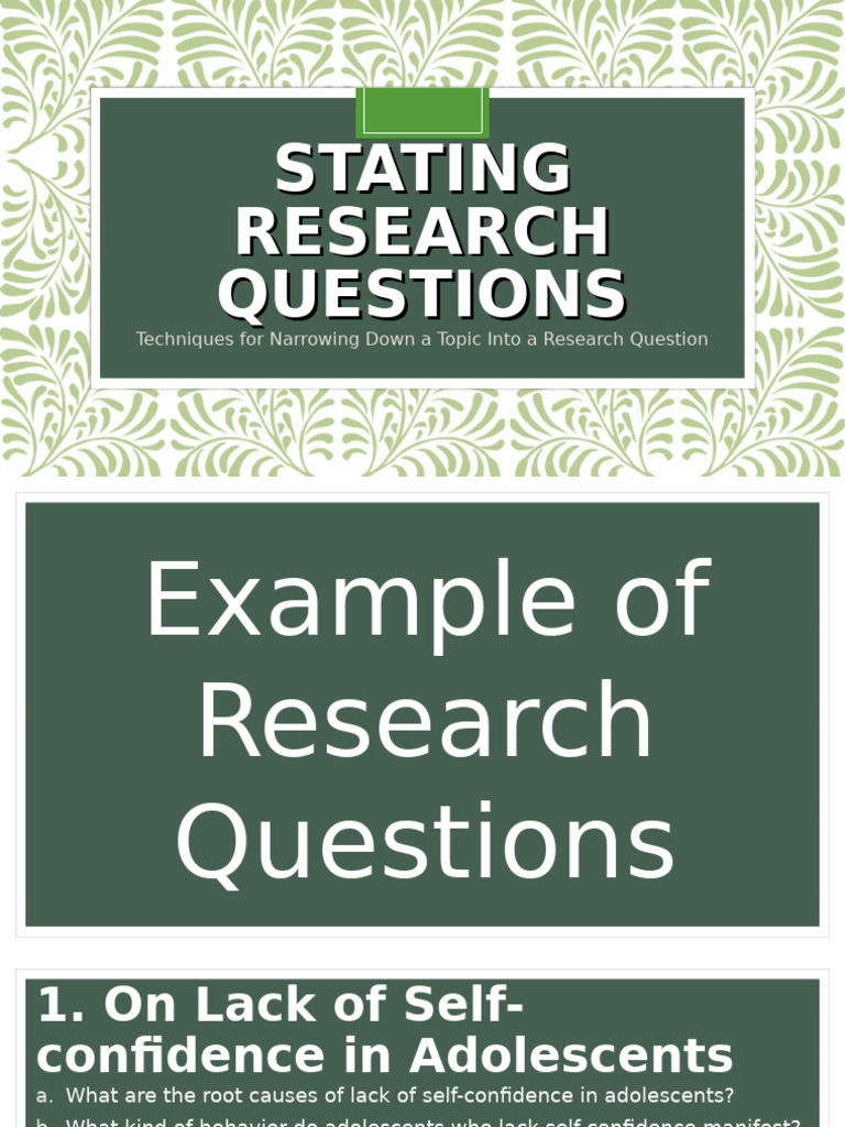 Lesson 7 Stating Research Questions | PDF
