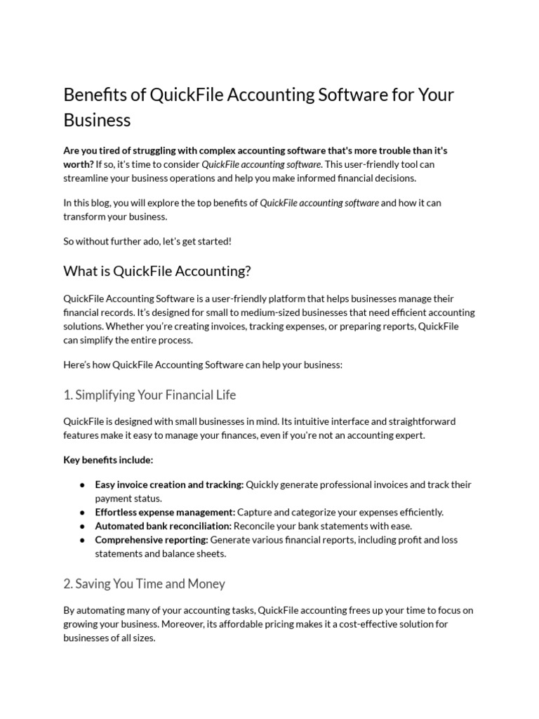 QuickFile Accounting Software | PDF