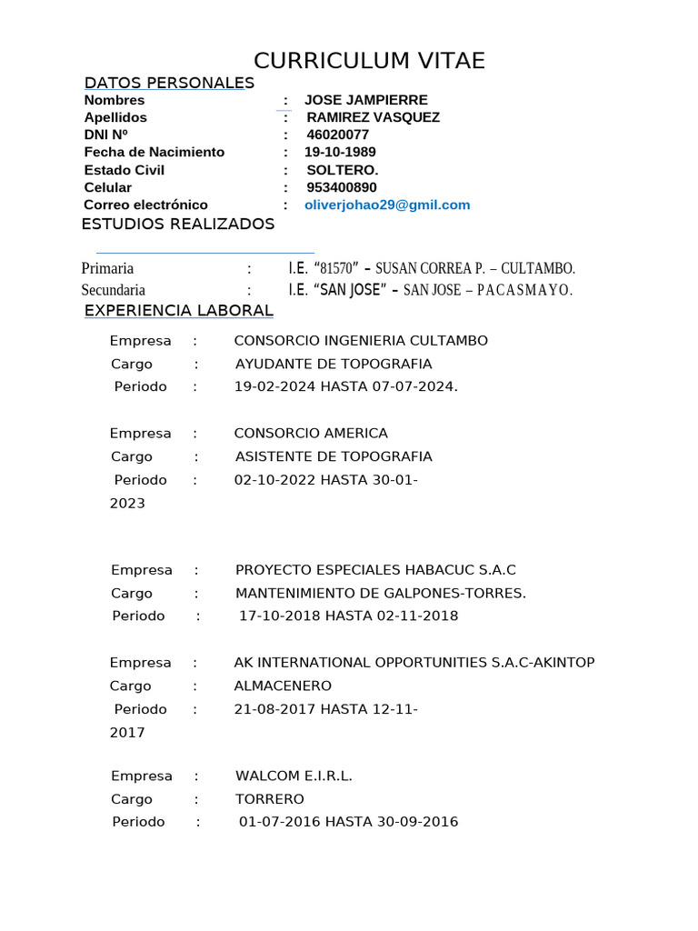 Curriculum Vitae Sergio | PDF