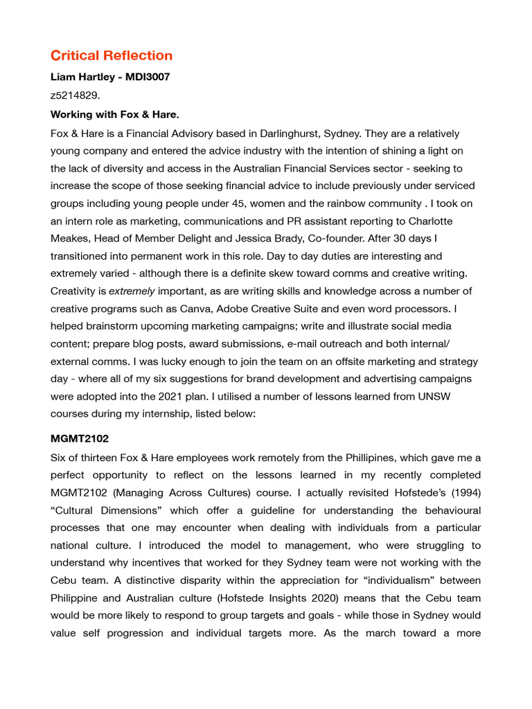 Critical Reflection | PDF