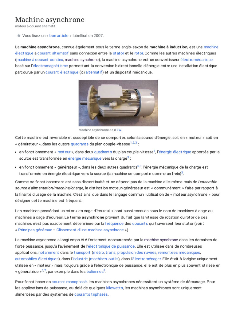Machine Asynchrone - Wikipédia | PDF