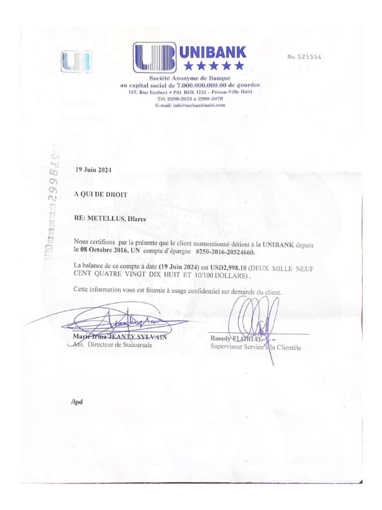 Attestation Bancaire | PDF
