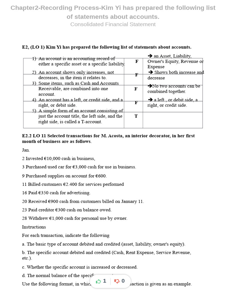 Chapter2 Recording Process Kim Yi Has Prepared The Following List of ...