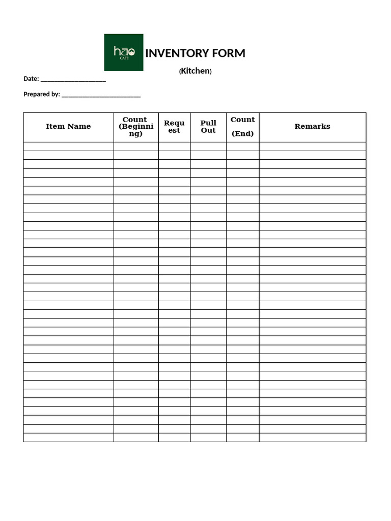 Inventory Form | PDF