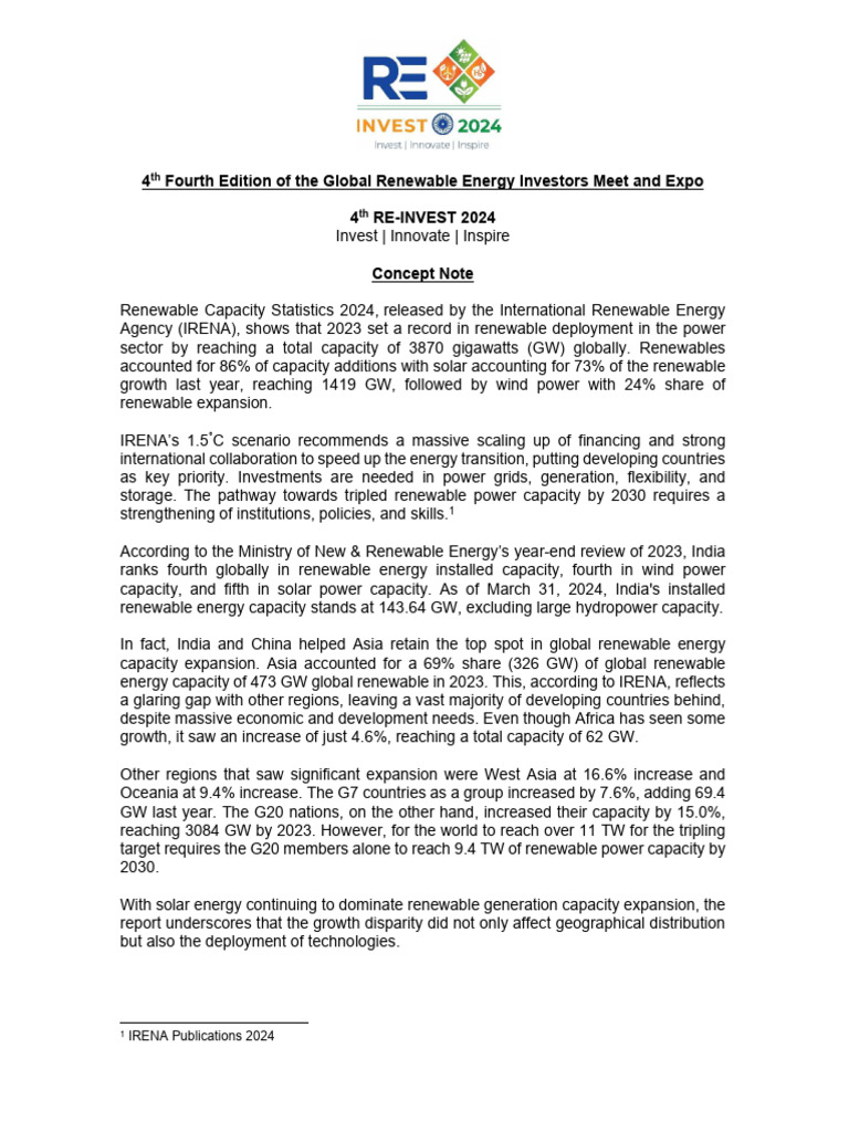 Concept Note For RE INVEST 09aug2024 | PDF