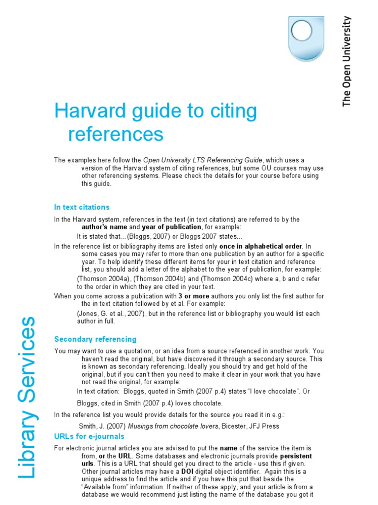 Harvard Referencing Guide Overview | PDF | Citation | Digital Object ...