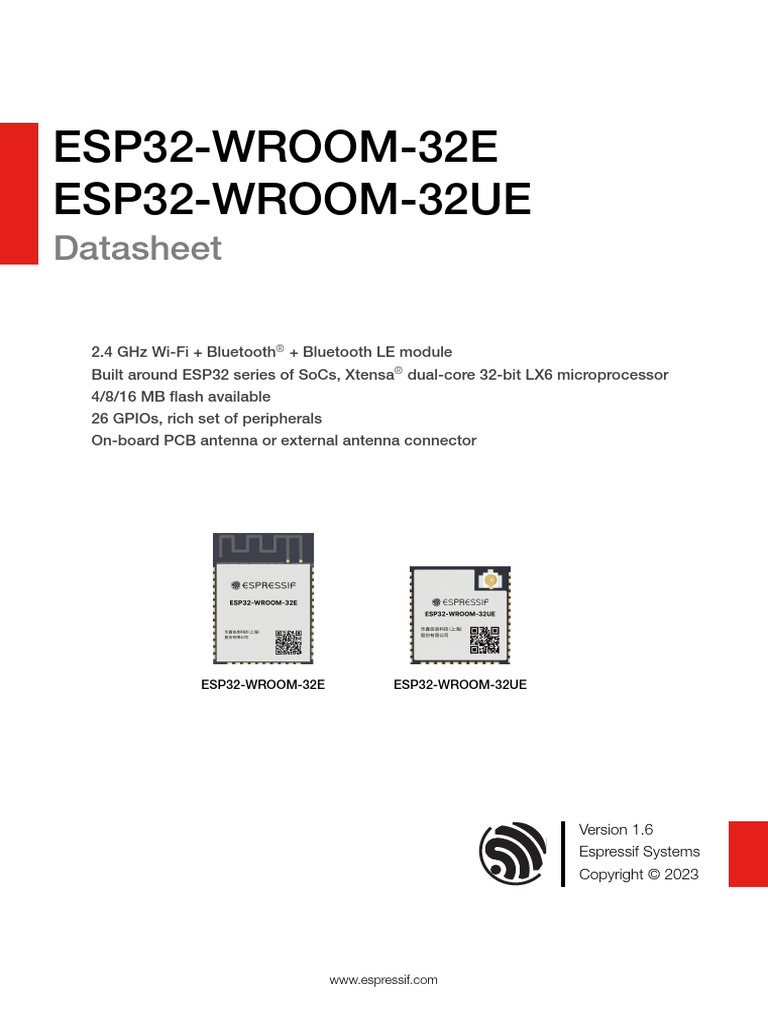 Esp32 Wroom 32e Esp32 Wroom 32ue Datasheet en | PDF