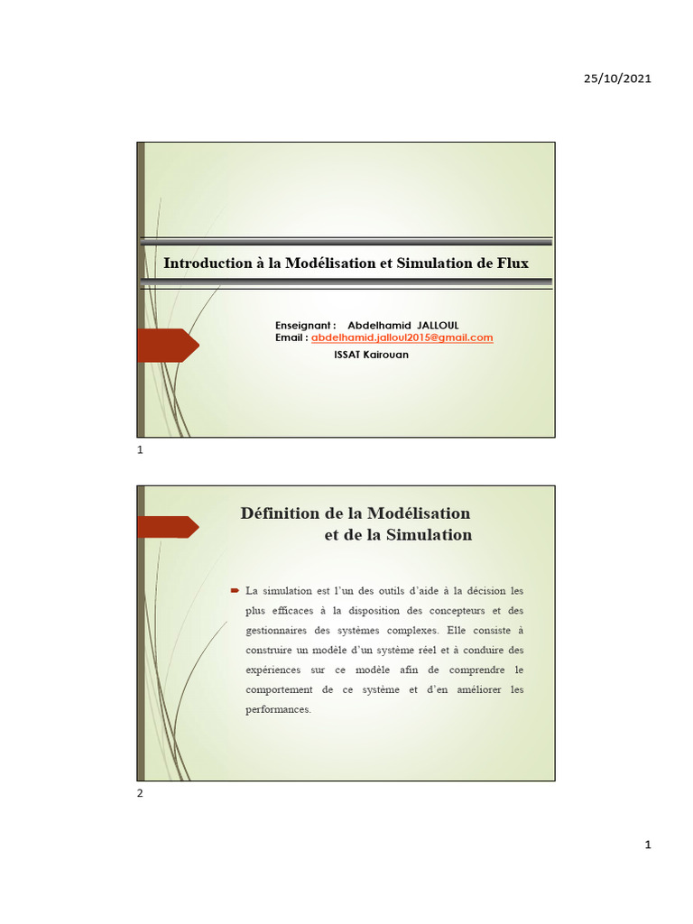 1 Introduction À La Modélisation Et Simulation de Flux 1 Okok | PDF