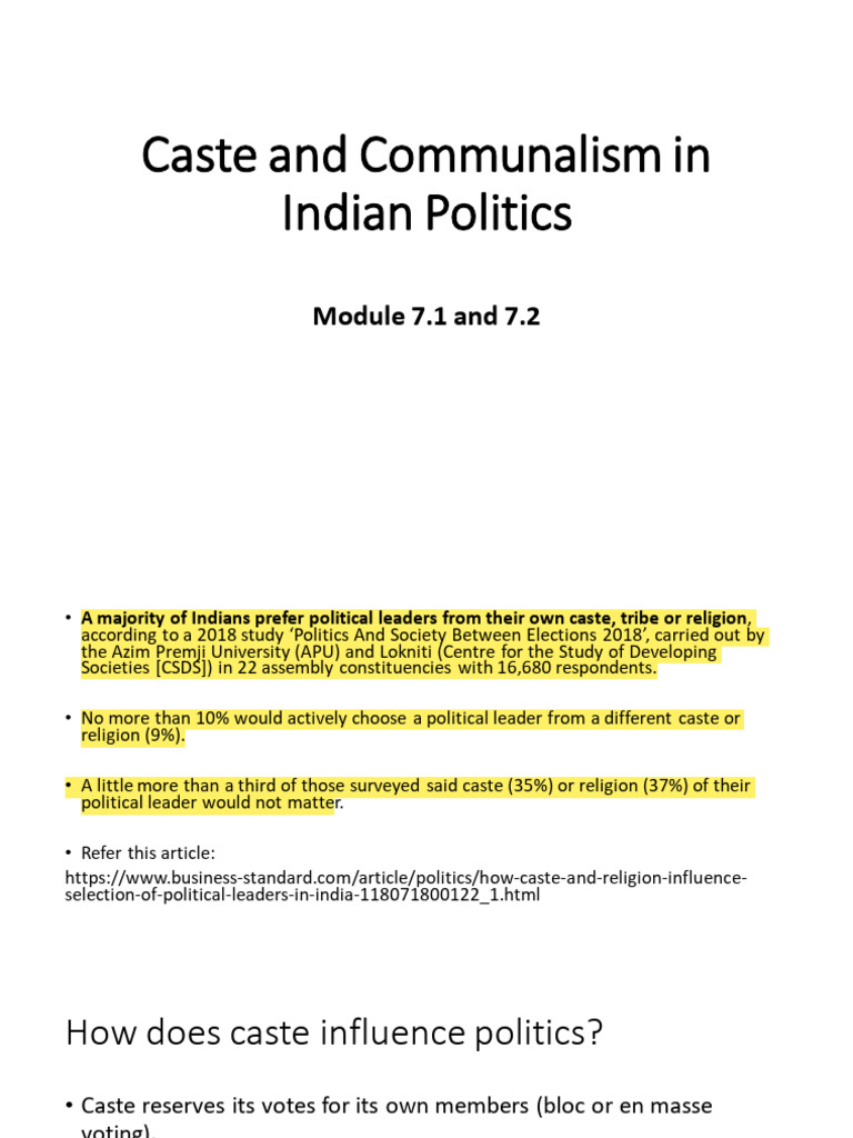 Caste and Communalism in Indian Politics | PDF