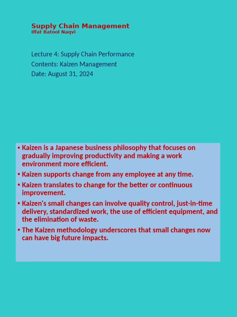 Lec4 SCM 2024 Kaizen | PDF