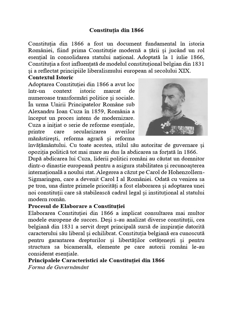 Constitutia Din 1866 | PDF