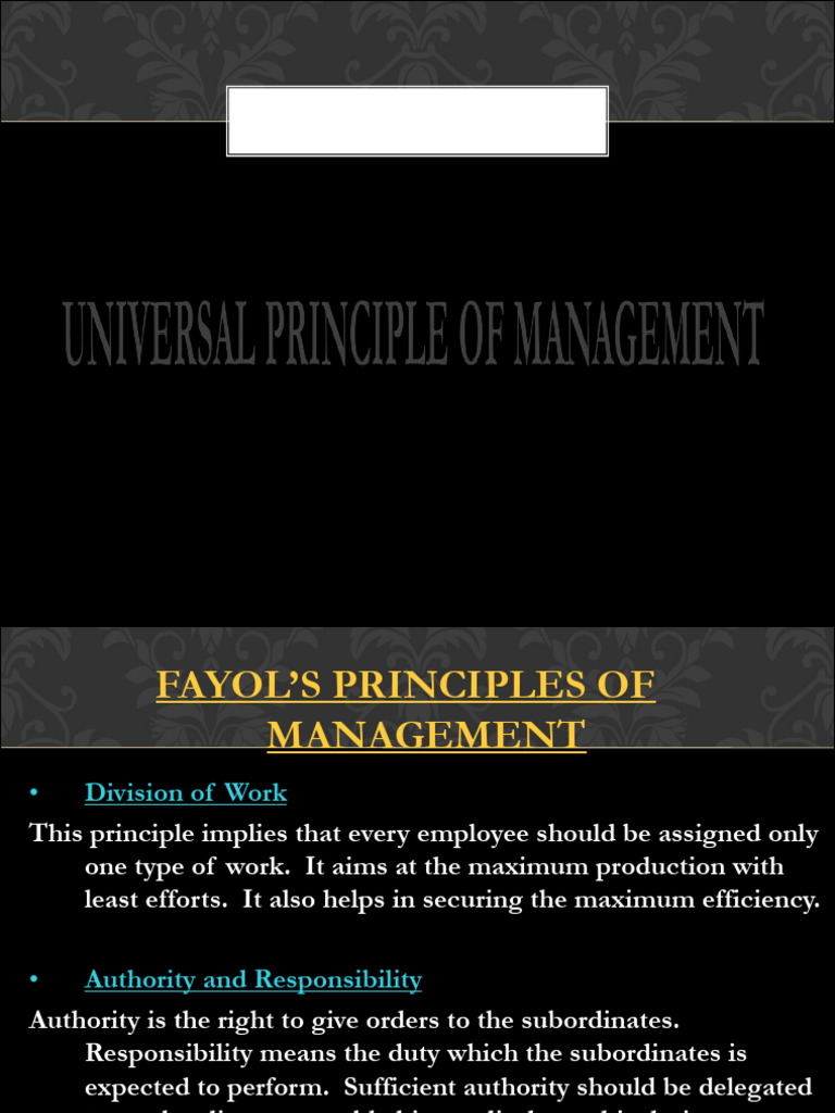 Universal Principle of Management | PDF