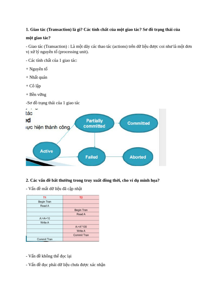 Câu hỏi ôn tập HQTCSDL | PDF