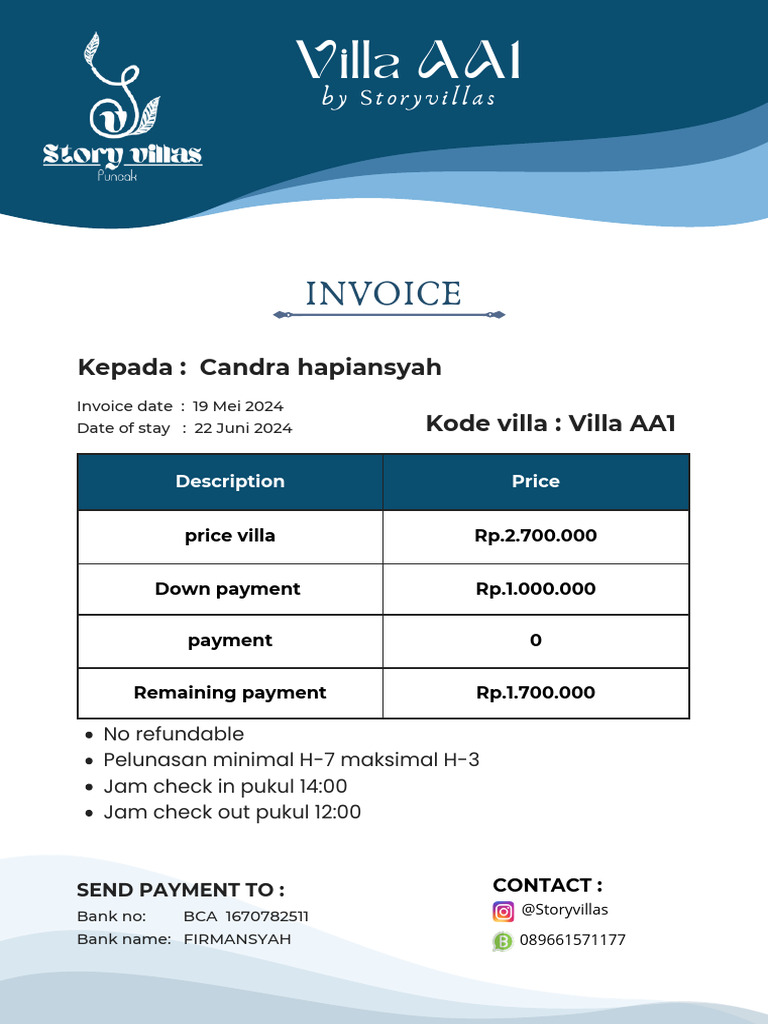 Invoice Story Villas | PDF