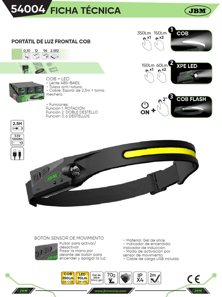 Linterna de Cabeza JBM 54004 | PDF