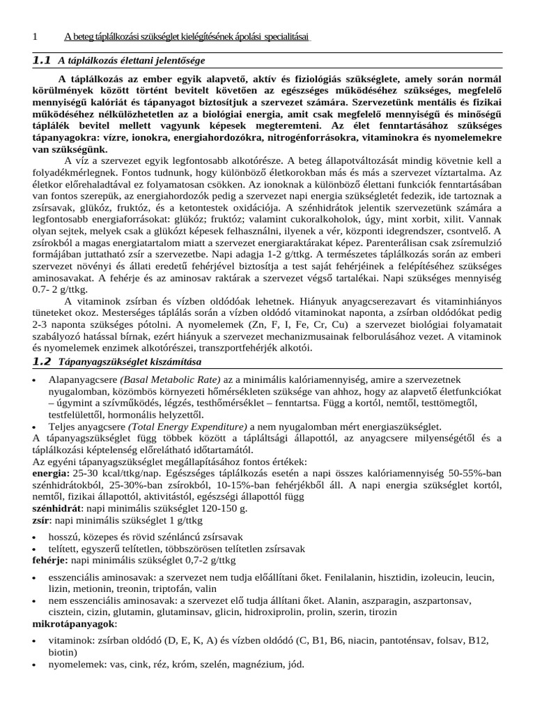 A Beteg Táplálása | PDF