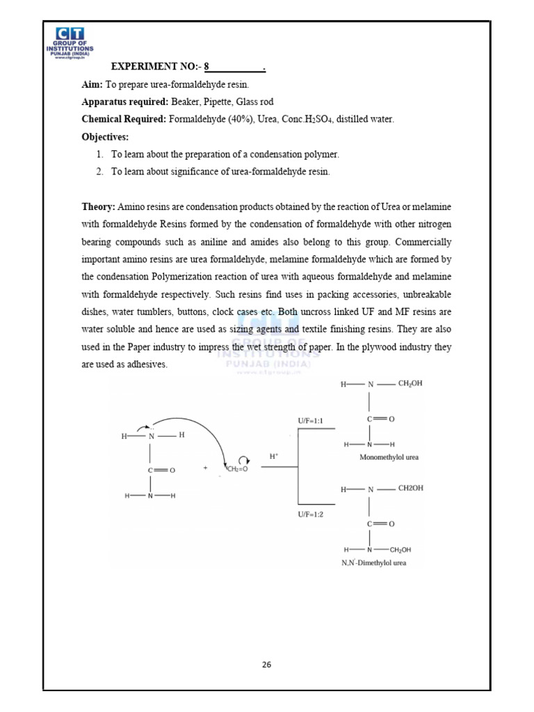 Urea Formaldehyde Resin | PDF