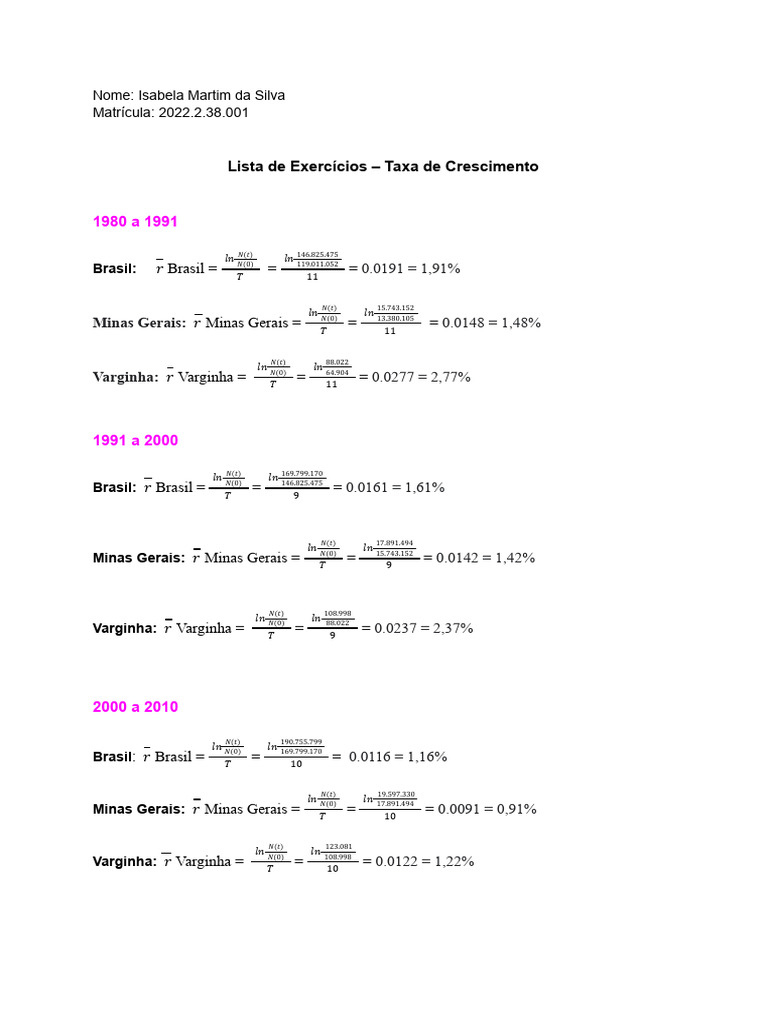 Lista de Exercicio | PDF