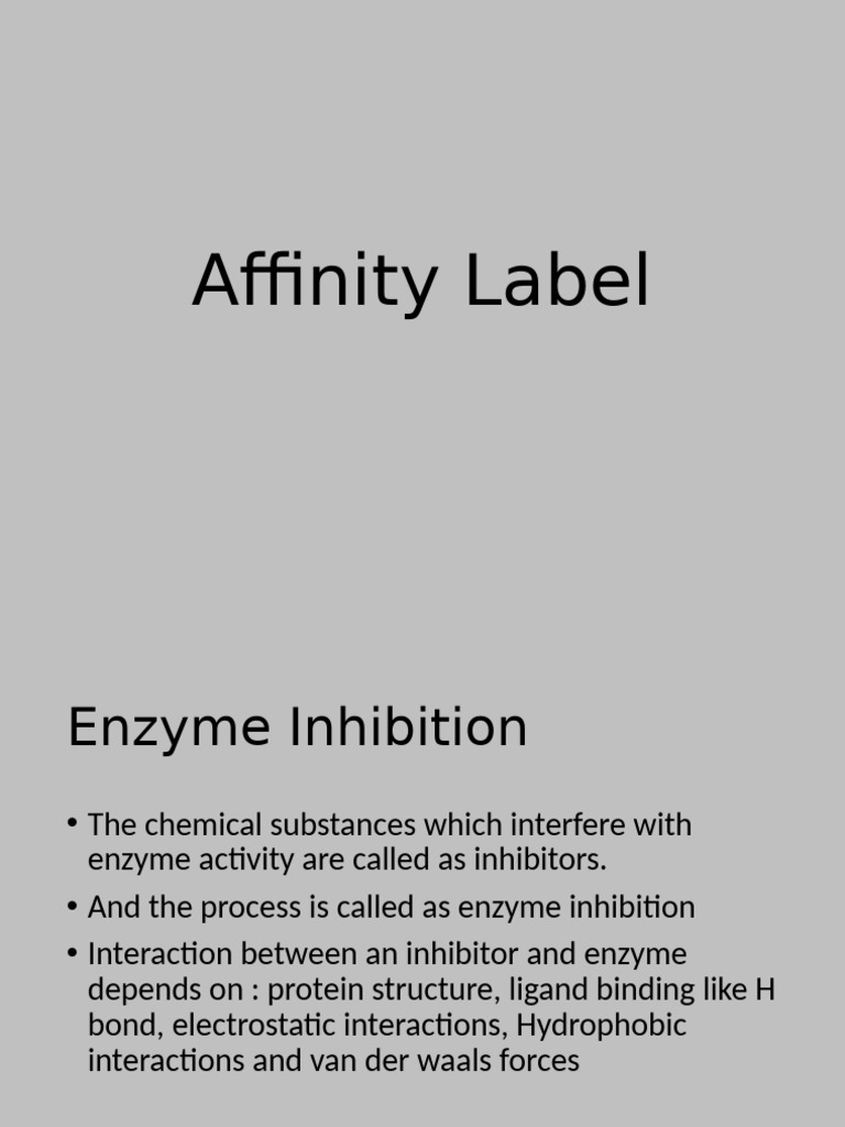 Active Site Invetigation by Affinity Label | PDF
