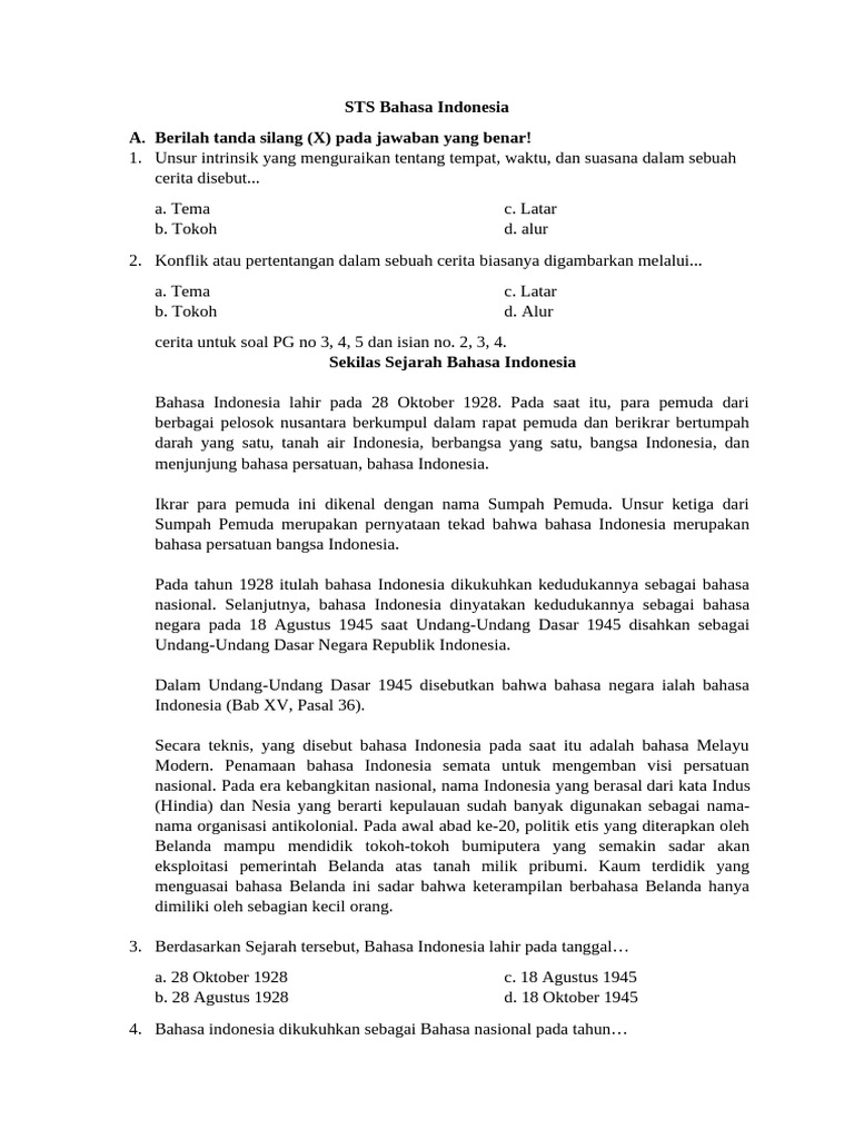 Soal UTS Indo Kls 6 | PDF