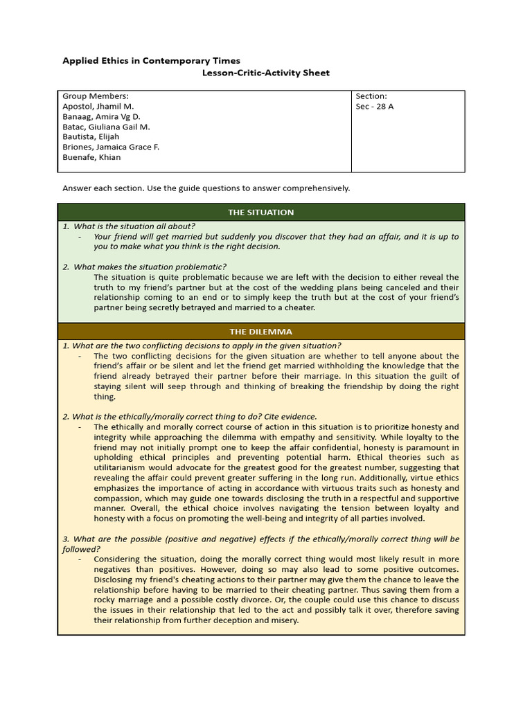 5 FA1 Lesson Critique Activity Sheet 1 | PDF