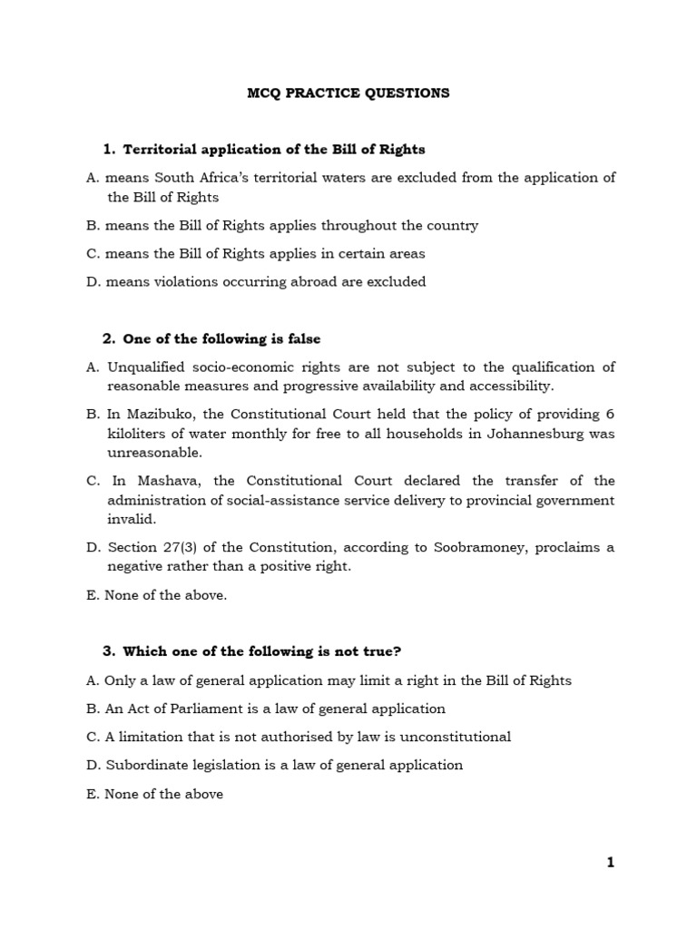 MCQ Practice Questions | PDF