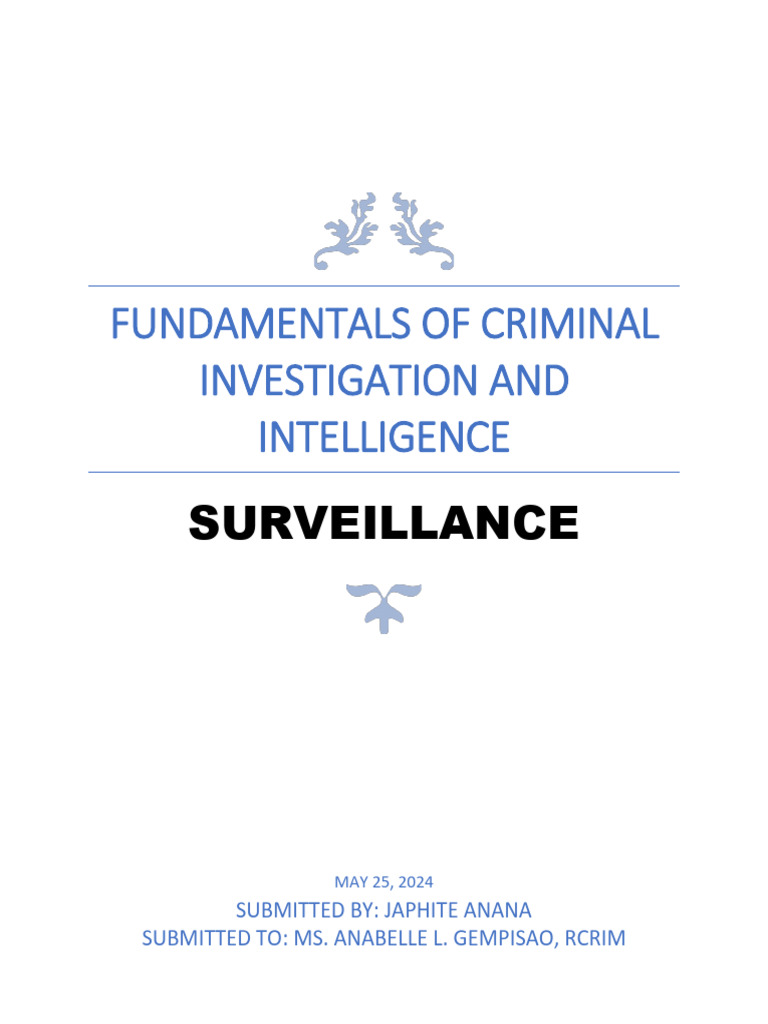 Fundamentals of Criminal Investigation and Intelligence | PDF