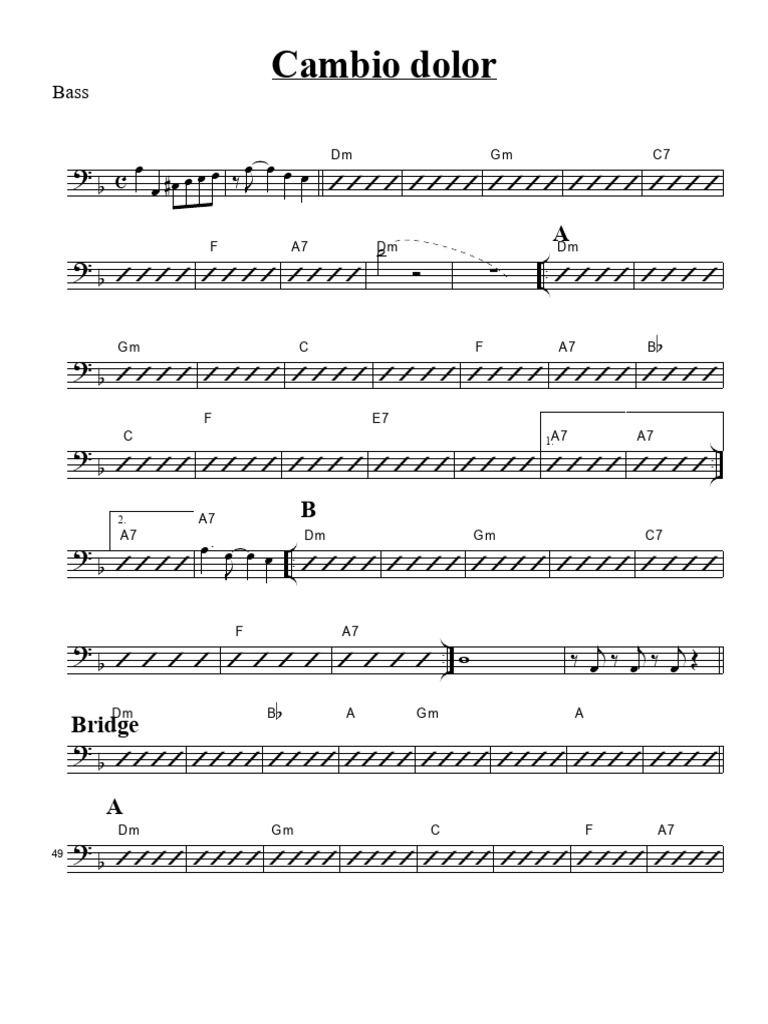 Cambio Dolor - Bass (Dm) | PDF