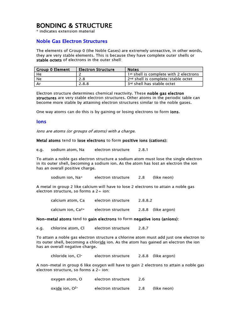 4 Bonding and Structure Notes NEW | PDF