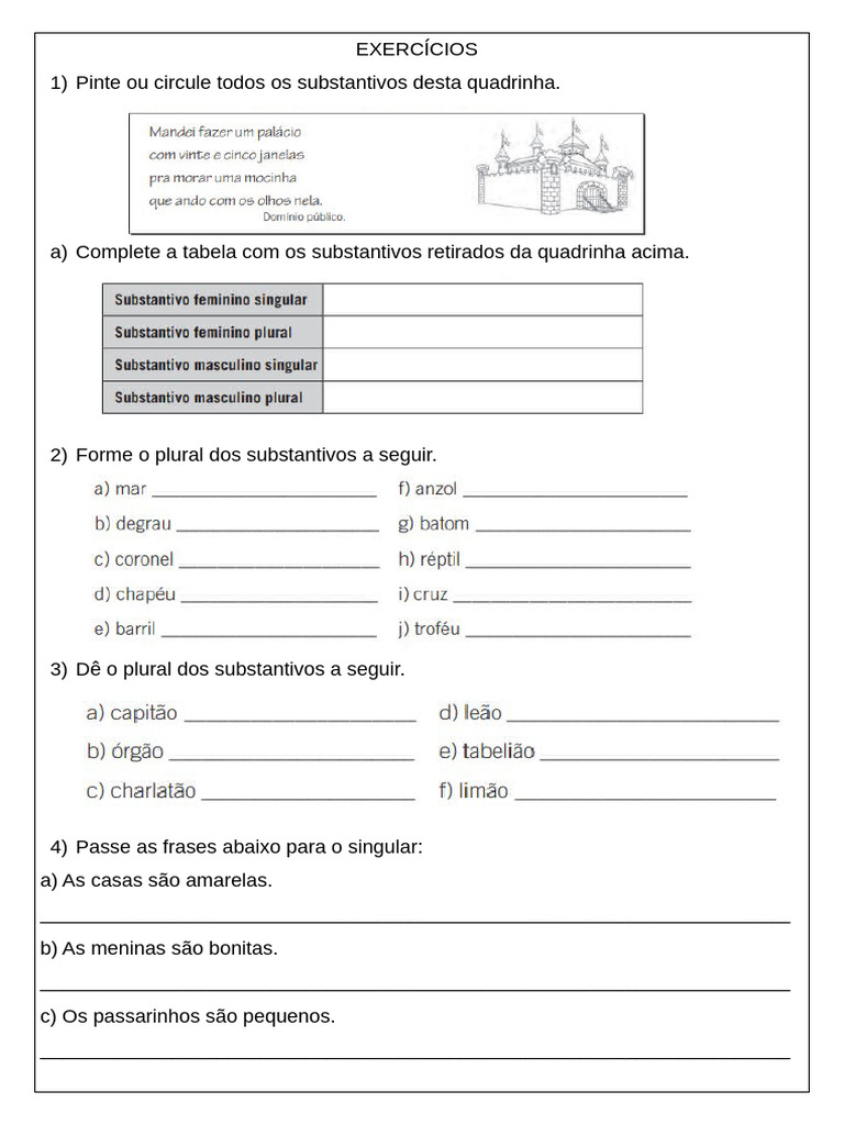 Atividade Singular e Plural | PDF
