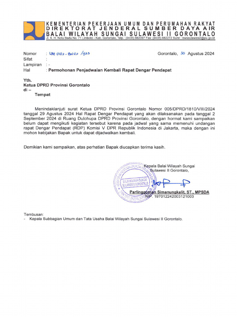 Permohonan Penjadwalan Kembali RDP | PDF