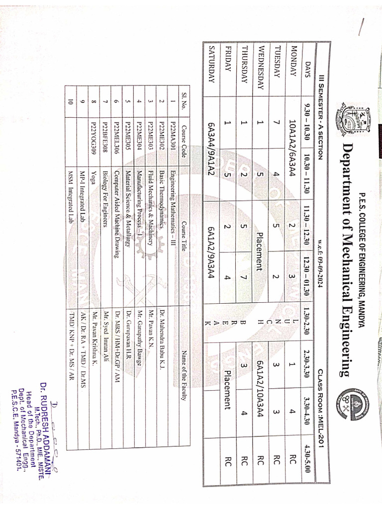 Revised Class Time Table 3rd, 5th & 7th Sem AY-2024-25 | PDF