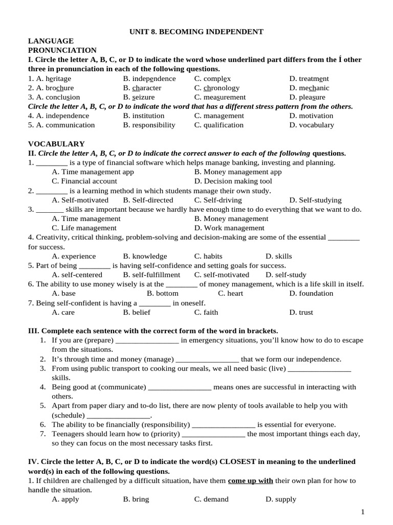 0 Bài tập PTNL tiếng anh 11 Global Success 10. UNIT 8. BECOMING ...