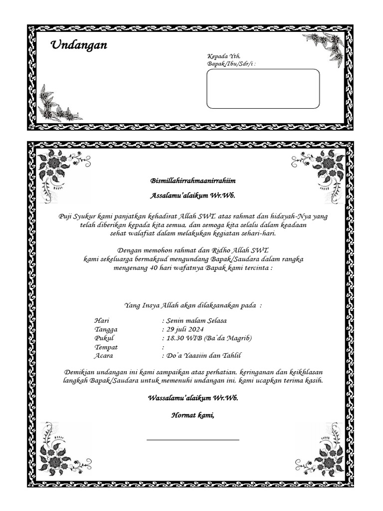 Undangan 40 Hari Magrib | PDF