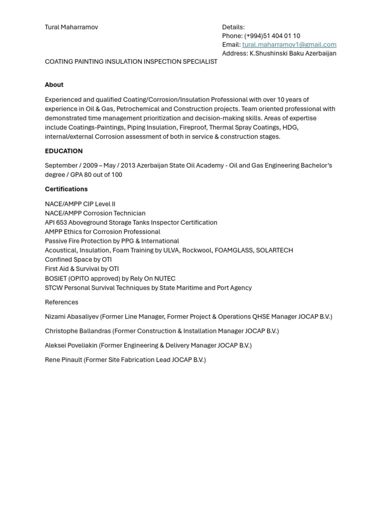 Tural Maharramov CV - July 2024 | PDF