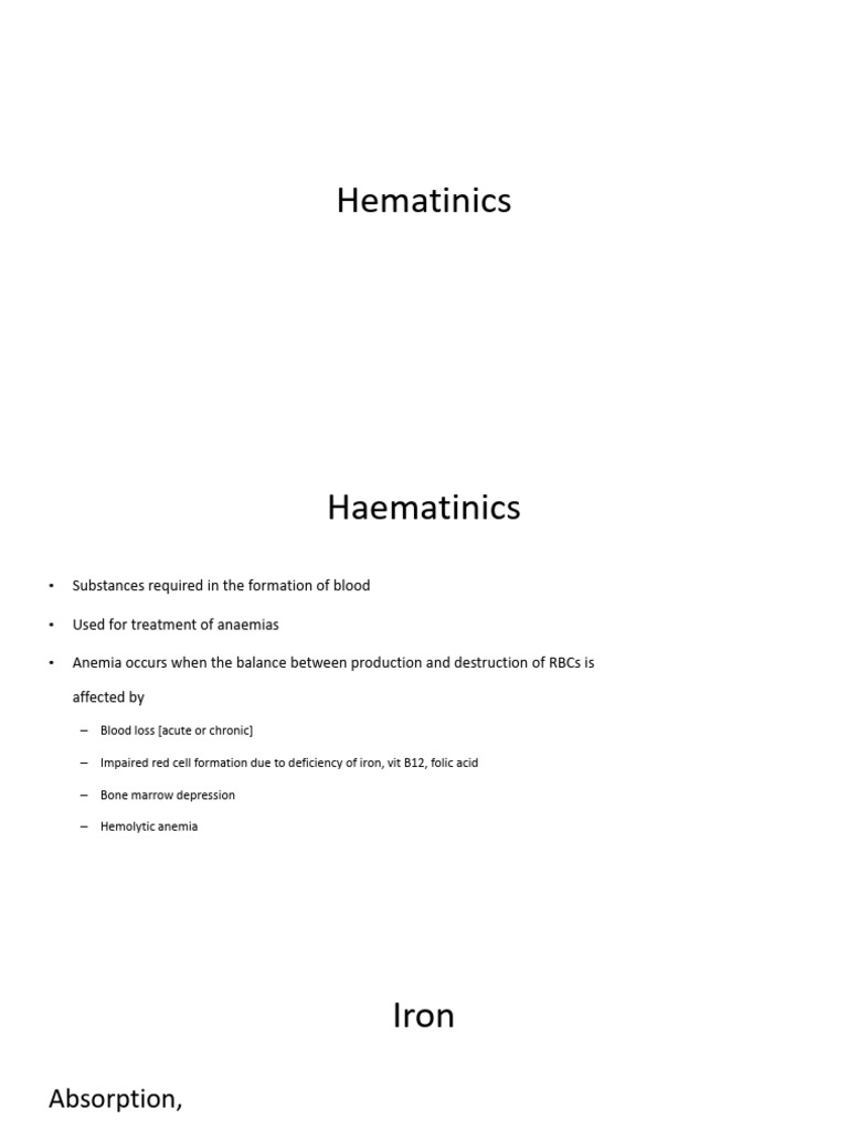 Haematinics and Maturation Factors | PDF