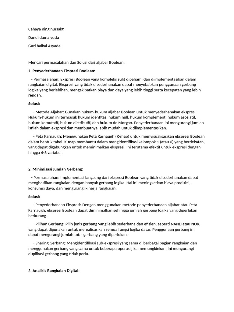 Aljabar Boolean | PDF