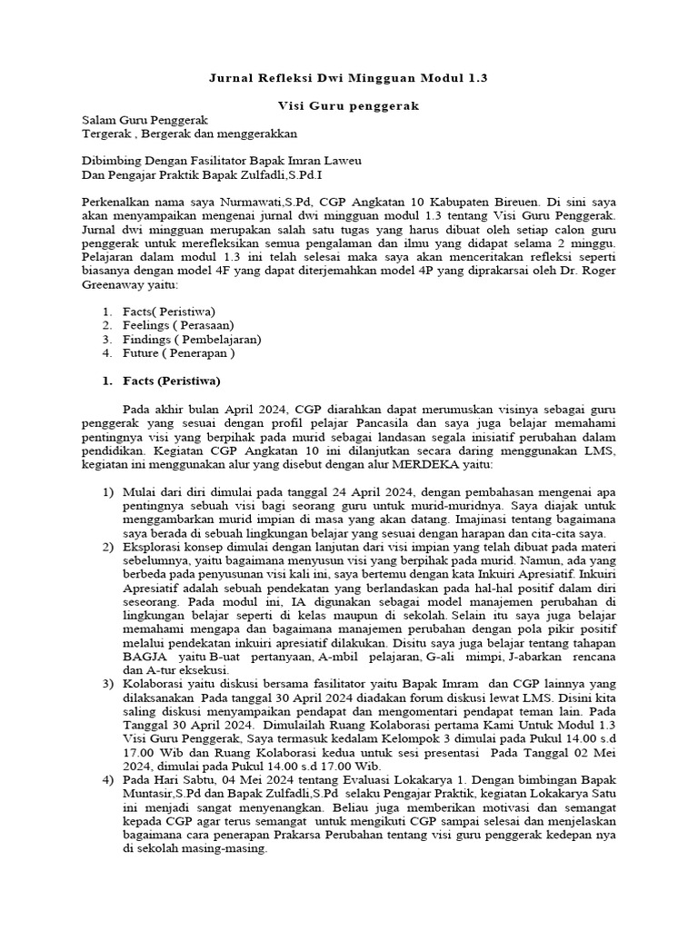 Jurnal Dwi Mingguan MODUL 1.3 | PDF